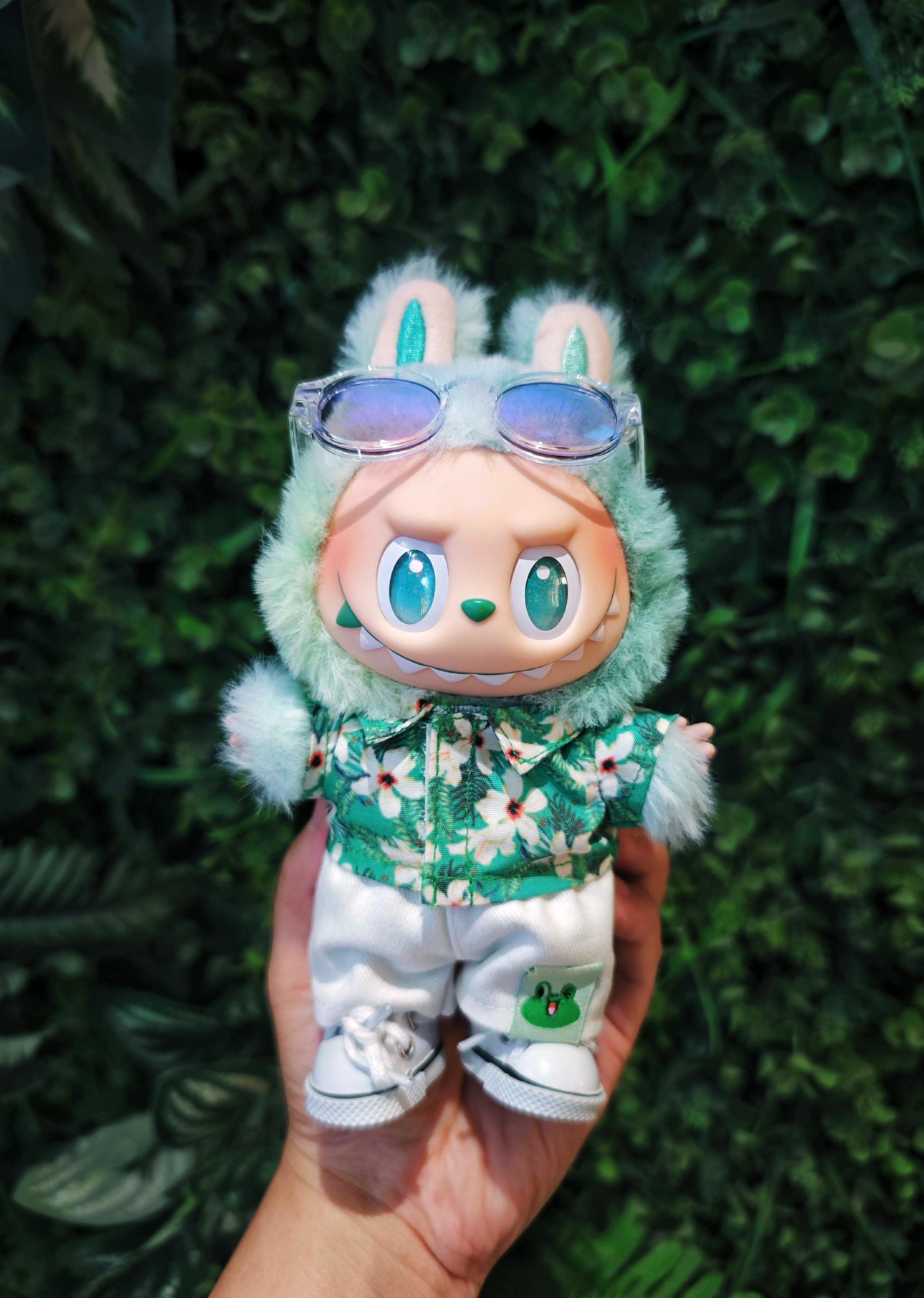 Summer Green Beach Outfit for Labubu – 17cm Doll Clothes Set for Summer ...